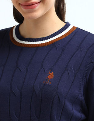 Buy U.S. Polo Assn. Women Regular Fit Cable Knit Sweater Buy U.S. Polo Assn. Women Regular Fit Cable Knit Sweater
