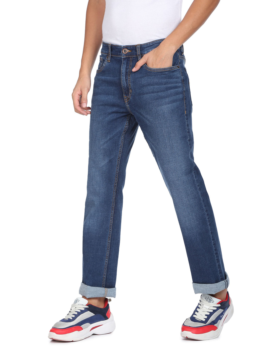 Buy Flying Machine Stone Wash Bruce Straight Fit Bootcut Jeans - NNNOW.com